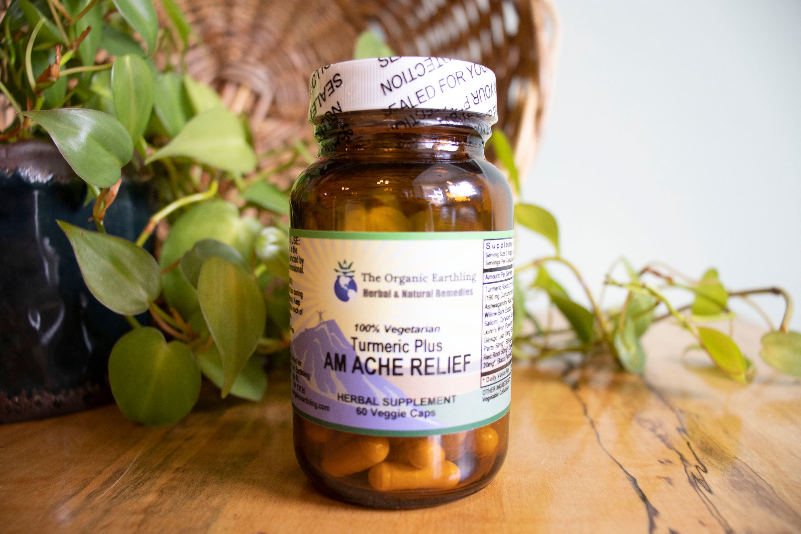 Turmeric Plus AM Ache Relief Powder Capsules | The Organic Earthling